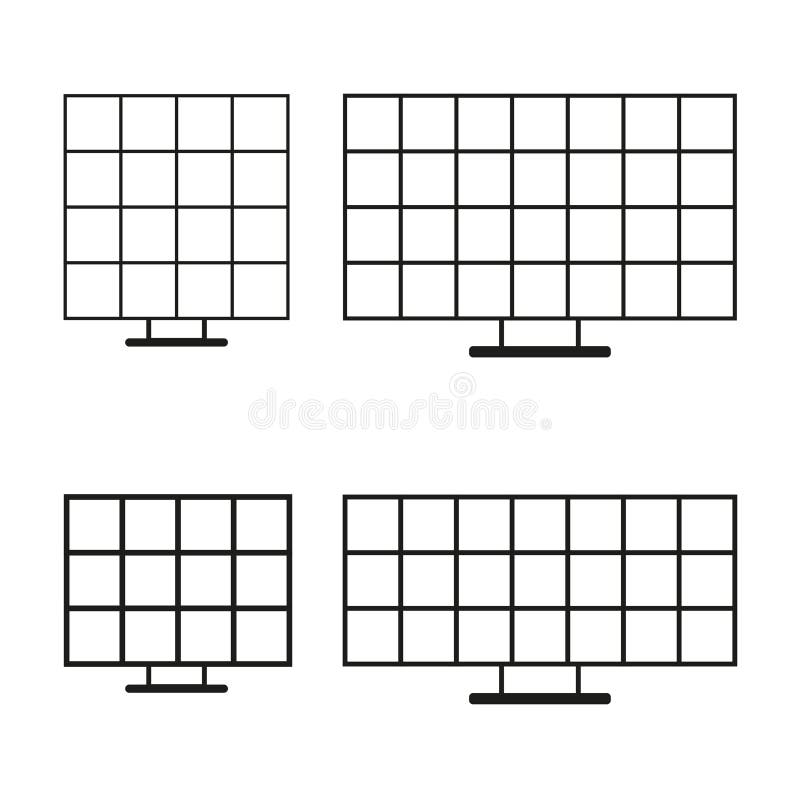Grid Monitor Icons. Square and Rectangular Screens. Minimalist Display ...