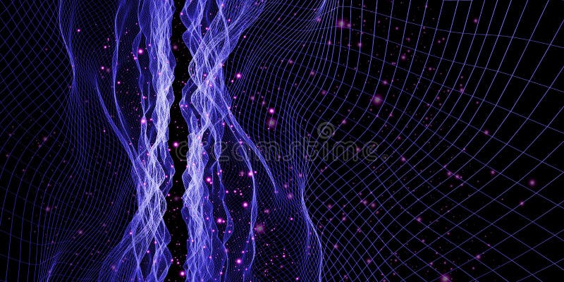 Grid Neon Color Mesh Light Effect Abstract Wave 3d Illustration Stock ...