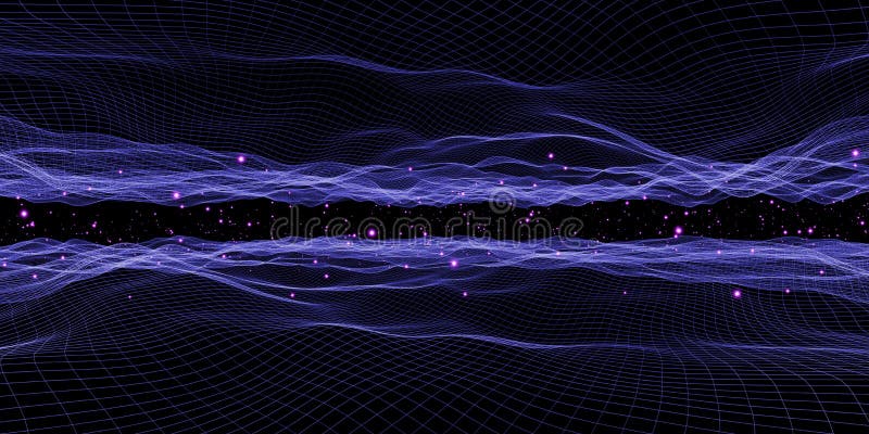 Grid Neon Color Mesh Light Effect Abstract Wave 3d Illustration Stock ...