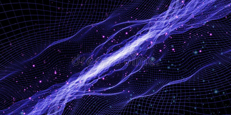 Grid Neon Color Mesh Light Effect Abstract Wave 3d Illustration Stock ...