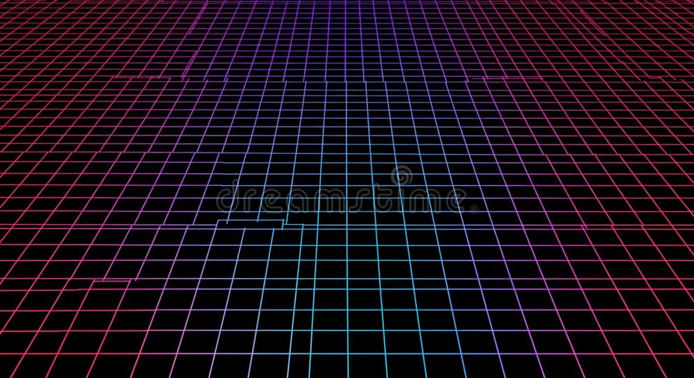 A Grid of Neon Squares Stretches Across the Surface, Creating a Three ...