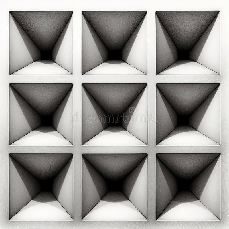 Grid of Nine Square Holes, Creating the Illusion of Depth and ...