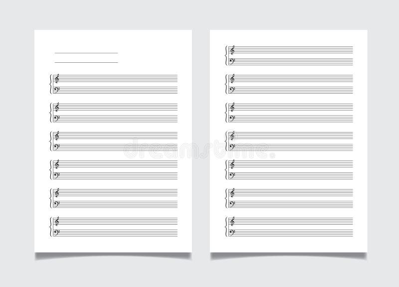 Grid Paper Music Notation Template for Piano, A4 Size Stock Vector ...