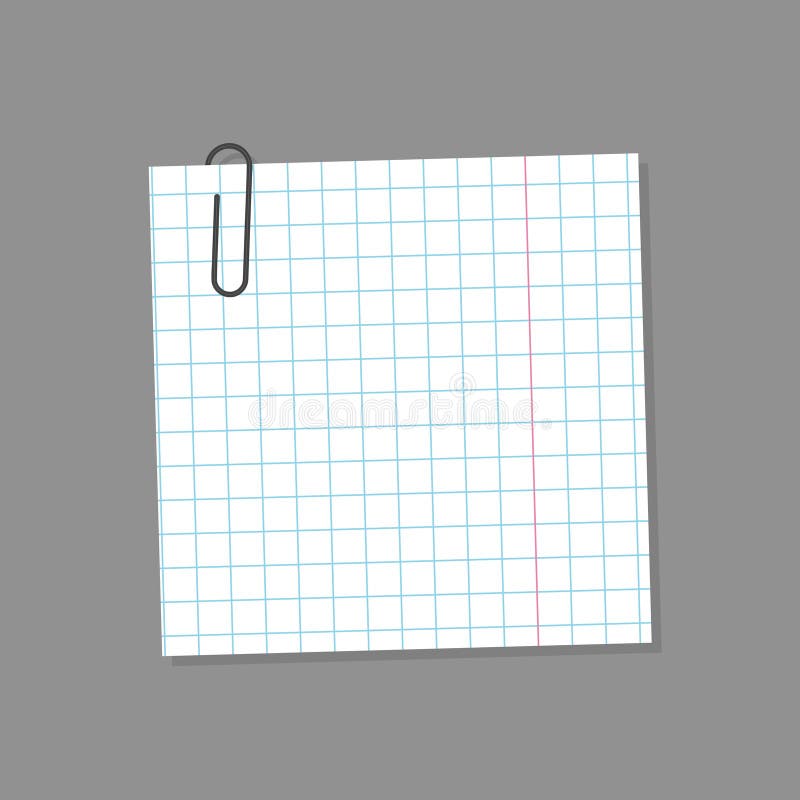 Grid Paper Note with Paperclip, Blank Notebook Squared Paper Sheet ...