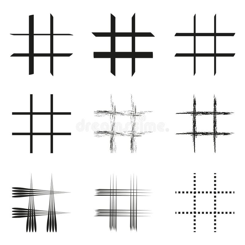 Grid Pattern Icons. Various Styles of Grids. Drawn Textured Elements ...