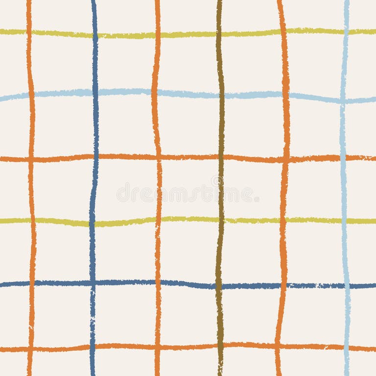 Grid Pattern, Seamless Endless Print. Checkered Background, Hand-drawn Texture with Doodle ...
