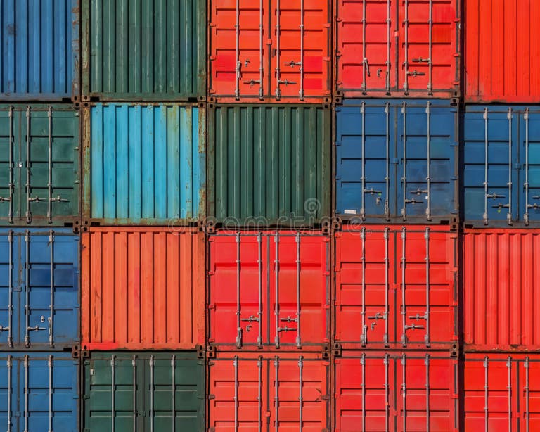 Grid Pattern of Stacked Freight Containers Stock Photo - Image of ...