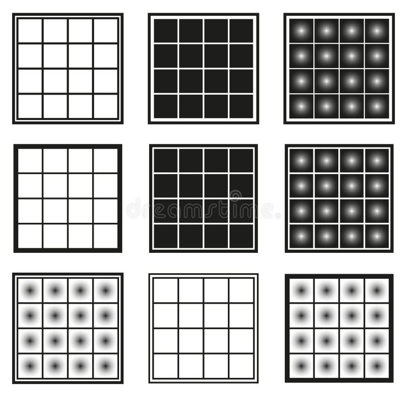 Grid Pattern Variations. Abstract Square Designs. Black and White ...