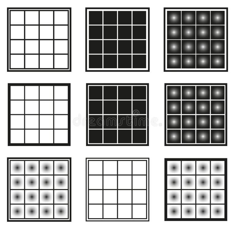 Grid Pattern Variations. Abstract Square Designs. Black and White Textures. Vector Layout ...