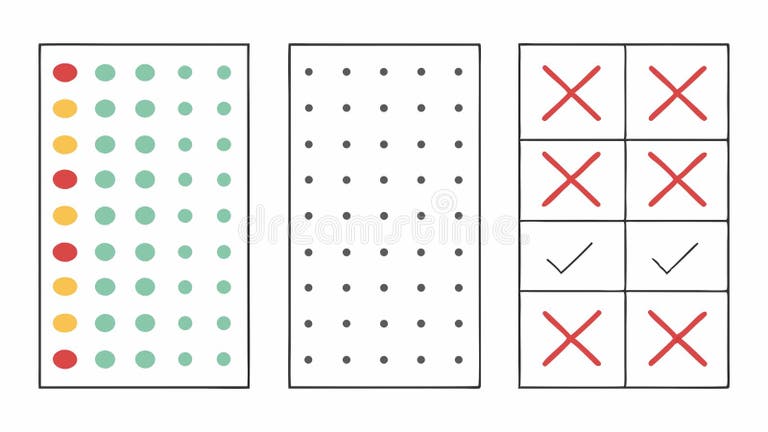Grid Patterns and Checkmarks, Data Analysis, Selection Icons, Vector ...