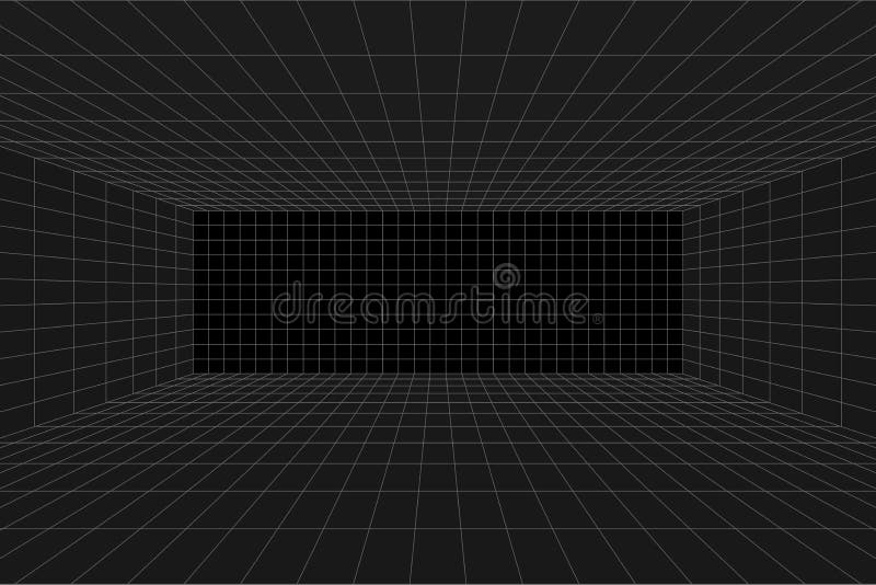 Grid Perspective Black Room. Stock Vector - Illustration of line, room ...