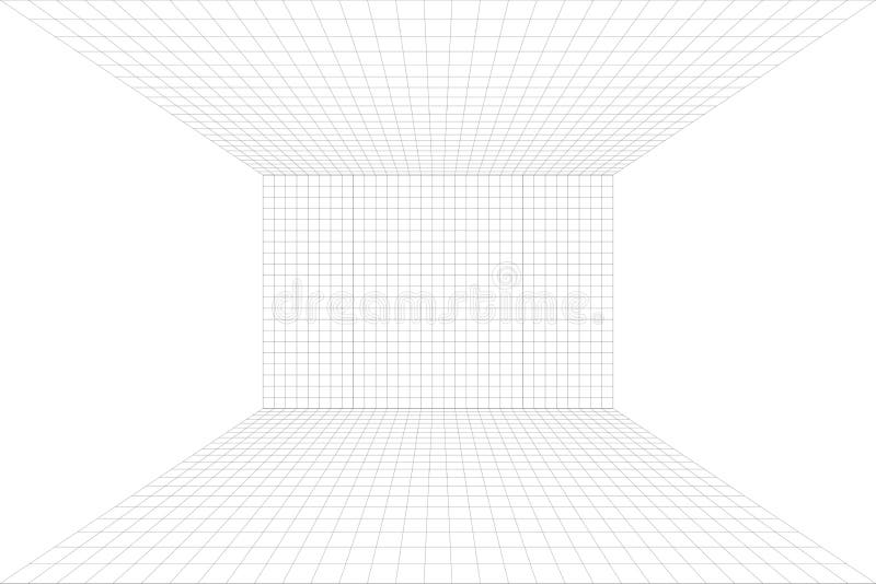 Grid Perspective White Room Background Stock Vector - Illustration of ...