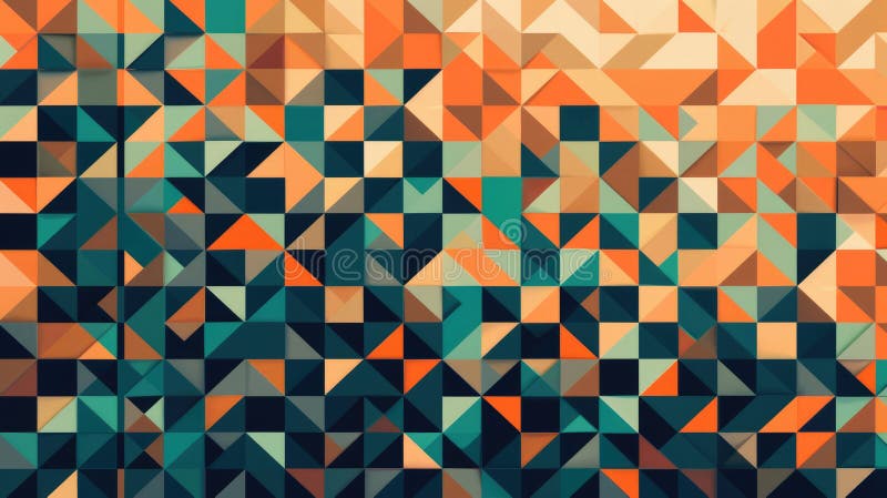 A Grid Of Randomly Rotated Squares And Triangles With A Retro Color Scheme Aig51a Stock
