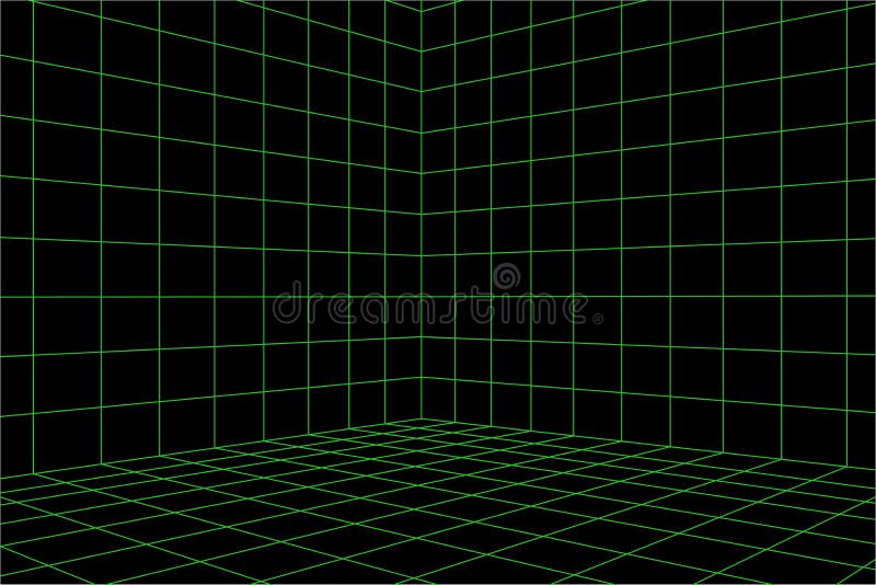 Grid Room in Perspective, Vector Illustration in 3d Style. Indoor ...