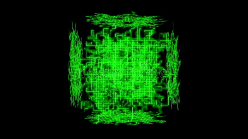 Grid 3024: a Rotating Cube Formation with Green Grids Stock Footage ...