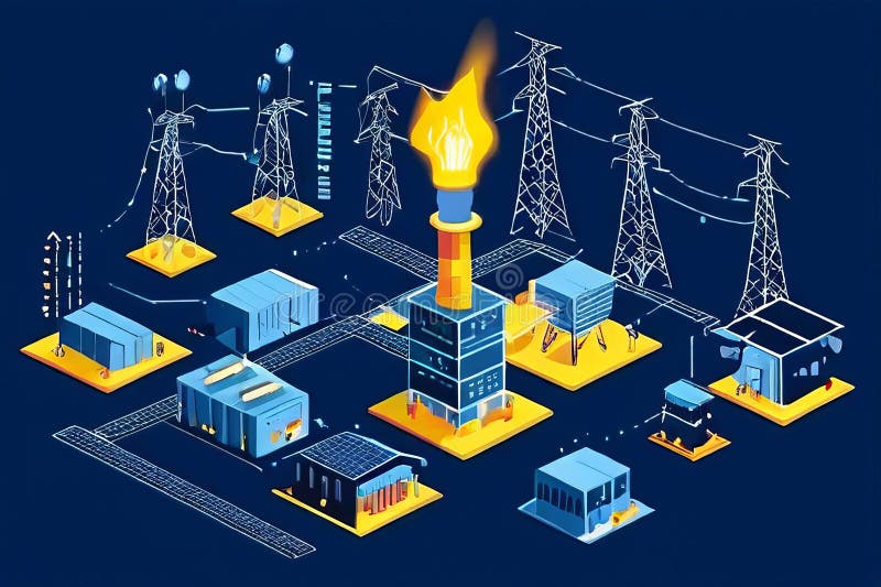Grid Scale Energy Management a Illustration of a System that Man Stock ...