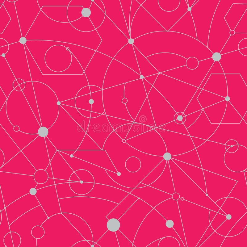 Grid Seamless Pattern with Random Geometric Shapes and Lines Stock ...