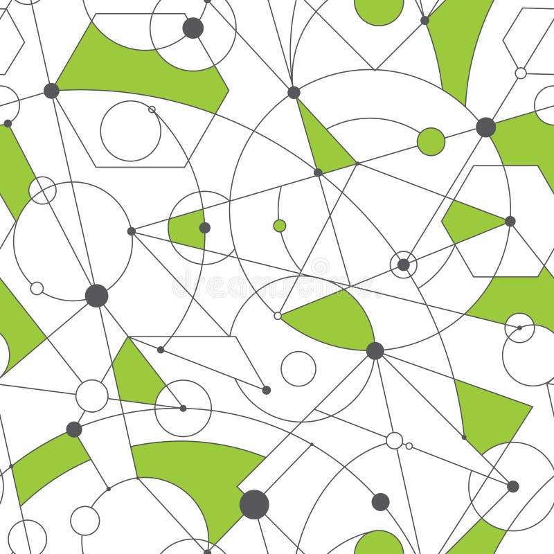 Grid Seamless Pattern with Random Geometric Shapes and Lines Stock ...