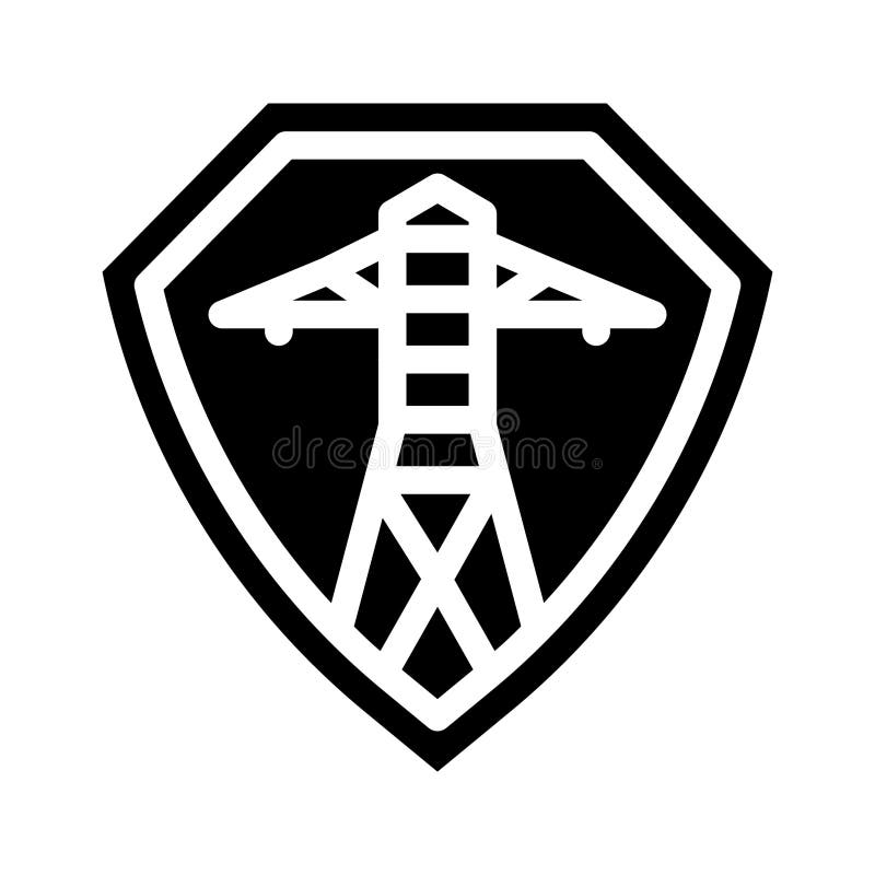 Grid Security Electric Glyph Icon Vector Illustration Stock Vector ...