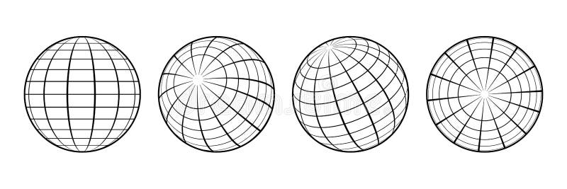 Grid, Set of Wireframe Spheres, Globes Stock Vector - Illustration of ...