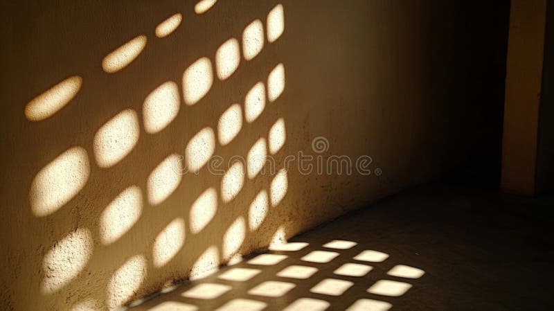 A Grid-shaped Pattern of Light Cast on a Wall and Floor Stock ...