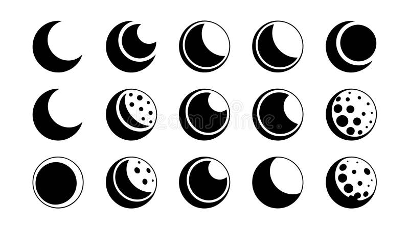 A Grid Showcases Various Stylized Phases of the Moon Stock Photo ...
