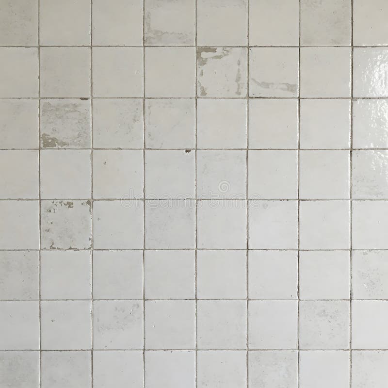 A Grid of Slightly Aged, Off-white Square Tiles Covers a Surface Stock ...