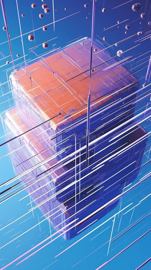 Grid Space Meets Geometric Elegance in Stunning 3D Cube Rendering Stock ...