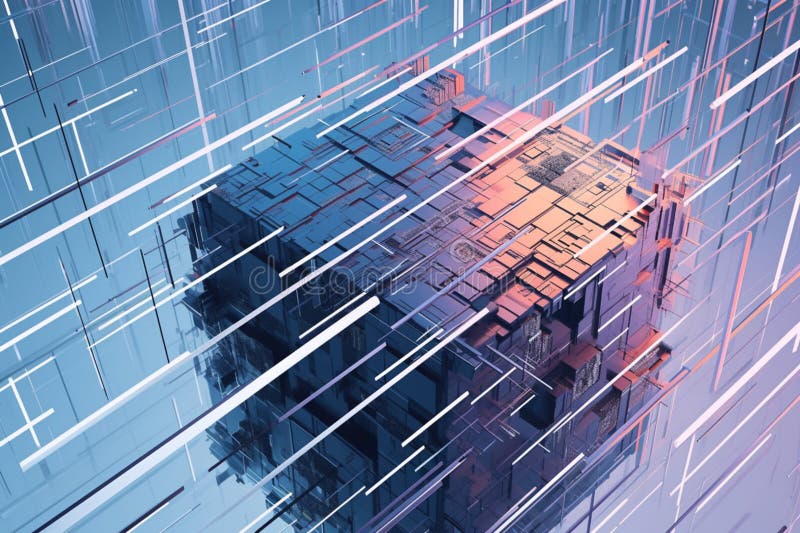 Grid Space Meets Geometric Elegance in Stunning 3D Cube Rendering Stock ...