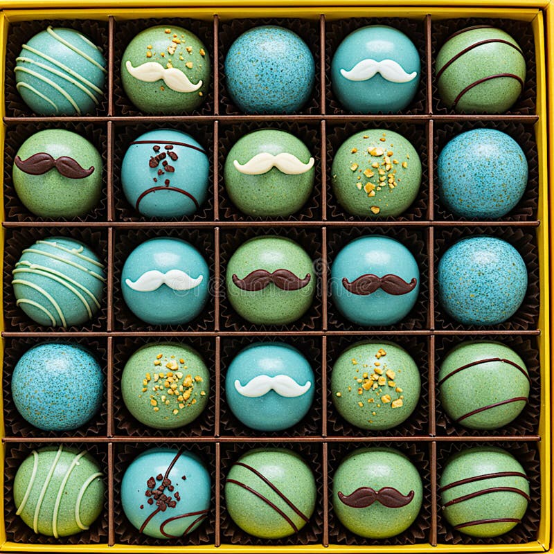A Grid of Spherical Chocolates in a Box, Featuring a Combination of ...