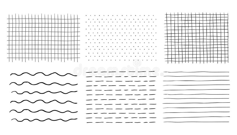 Grid Square Hand Drawn Textured Lines, Notebook Grid and Striped ...