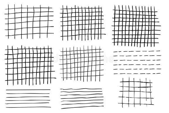 Grid Square Hand Drawn Textured Lines, Notebook Grid and Striped ...