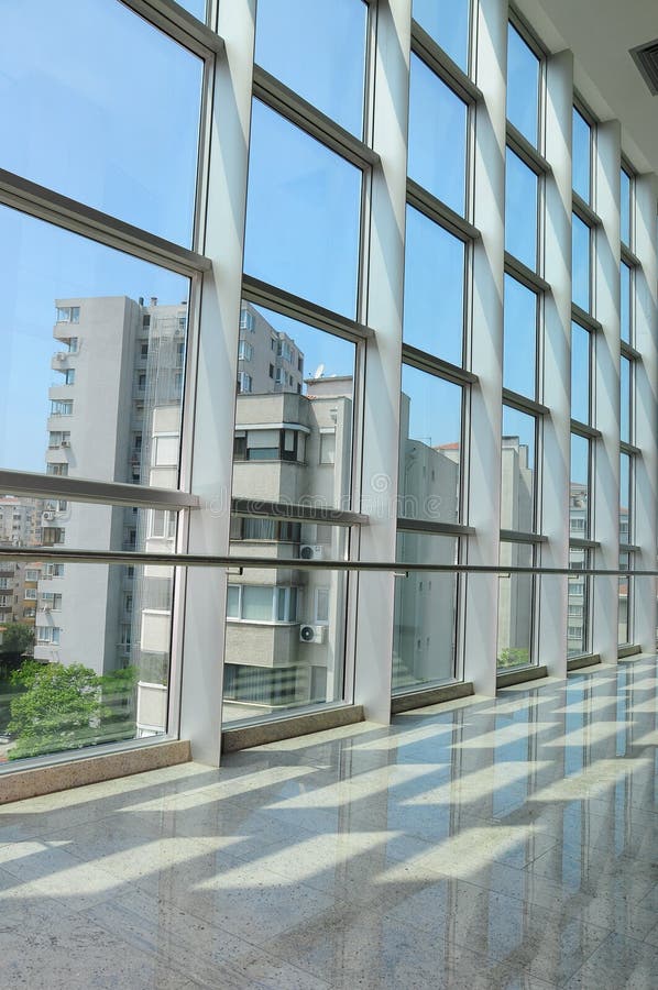 Grid Structure Windows with Outside View Stock Image - Image of metal ...