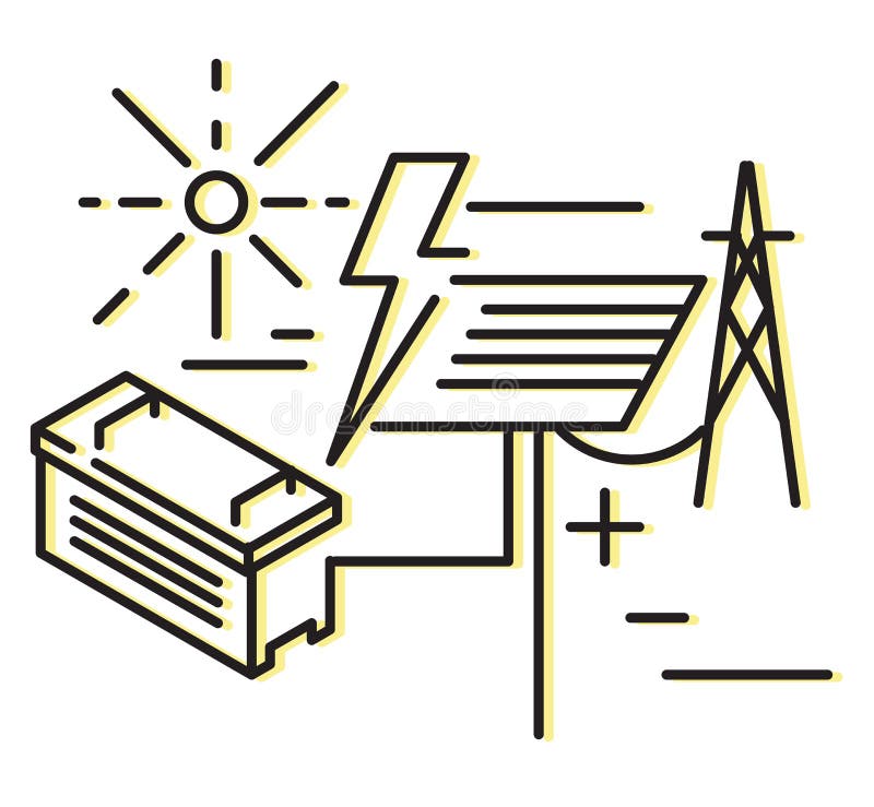 Grid Tied Solar Energy - Icon Stock Illustration - Illustration of ...