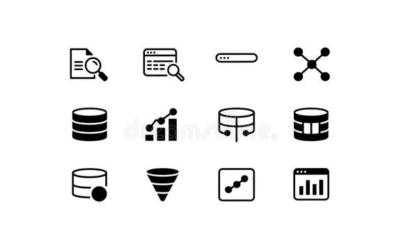 Data Analysis and Database Icons Search Magnifying Glass AI-Generated ...