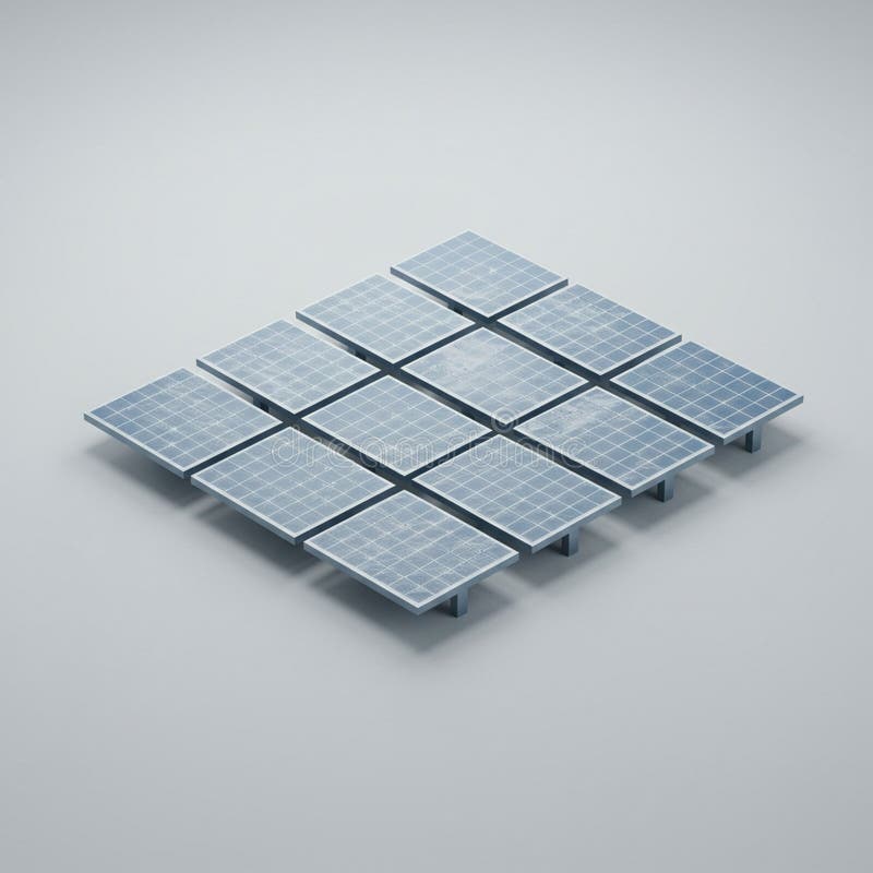 A Grid of Twelve Rectangular Solar Panels with a Blue Grid Pattern ...