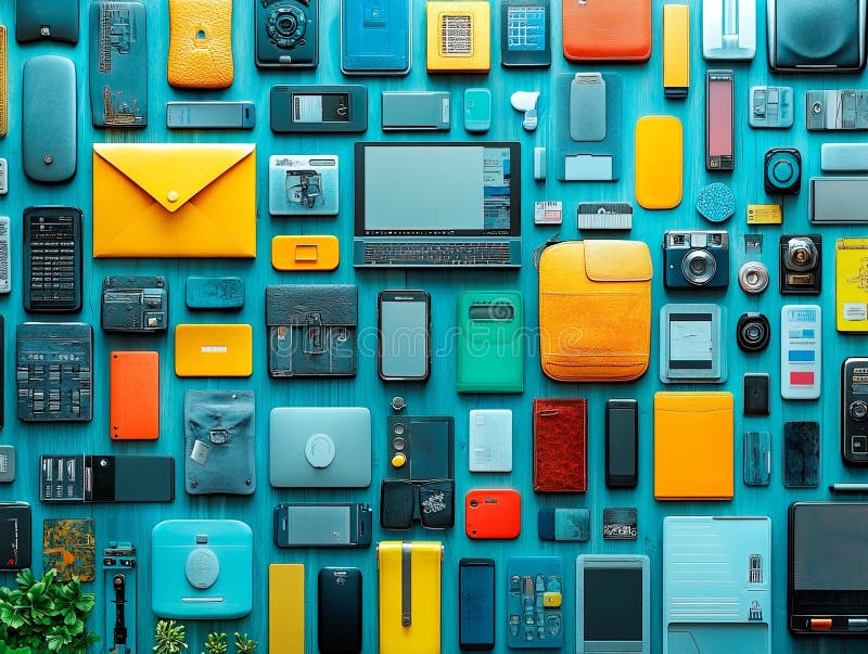 A Grid of Various Electronic Devices, Mostly Cell Phones in Different ...
