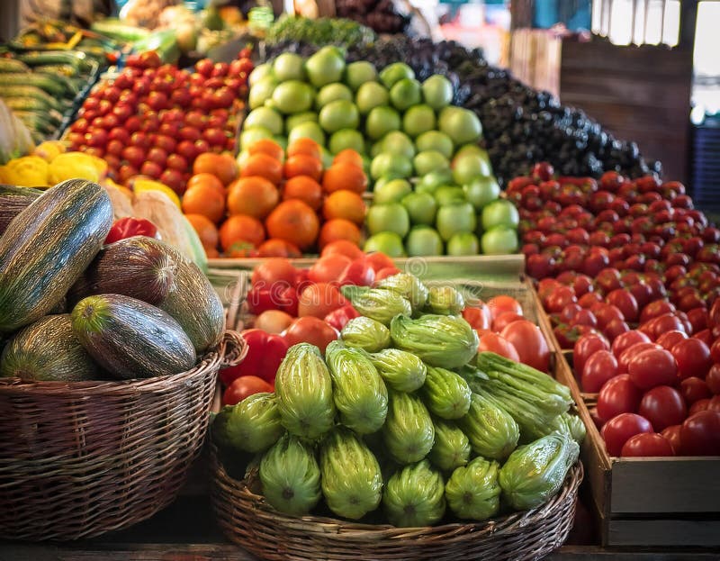Grid of Vegetables and Fruits. Stock Illustration - Illustration of ...
