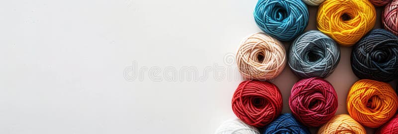 A Grid of Vibrant Yarn Rolls in Various Colors is Displayed on a White ...