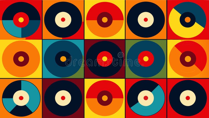 A Grid of Vinyl Record Covers Featuring Bold and Vibrant Solid Colors ...