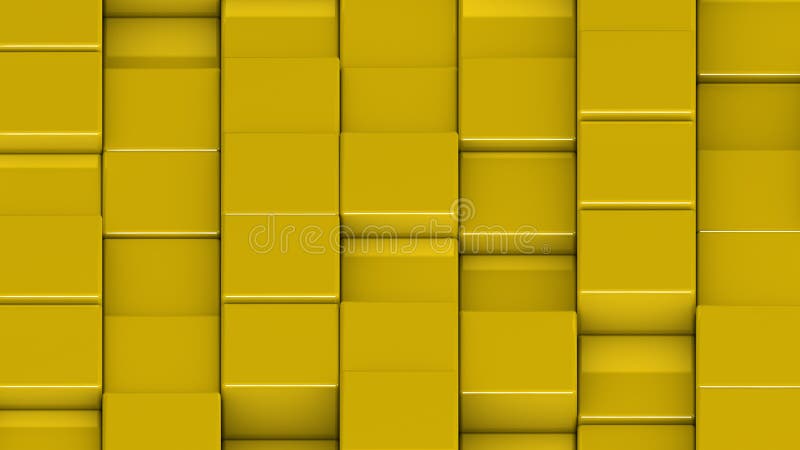 Grid of Yellow Cubes. Medium Shot. 3D Computer Generated Background ...