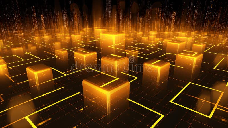 Grid Yellow Technology Background Stock Illustration - Illustration of ...