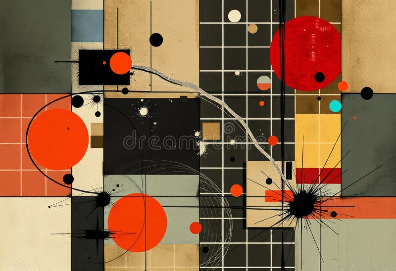 Gridded Composition a Grid Structure Overlaid with Various Shape Stock ...