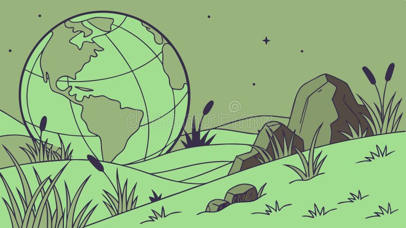 Gridded Earth Globe in a Green Landscape, Vector Design Generative AI ...