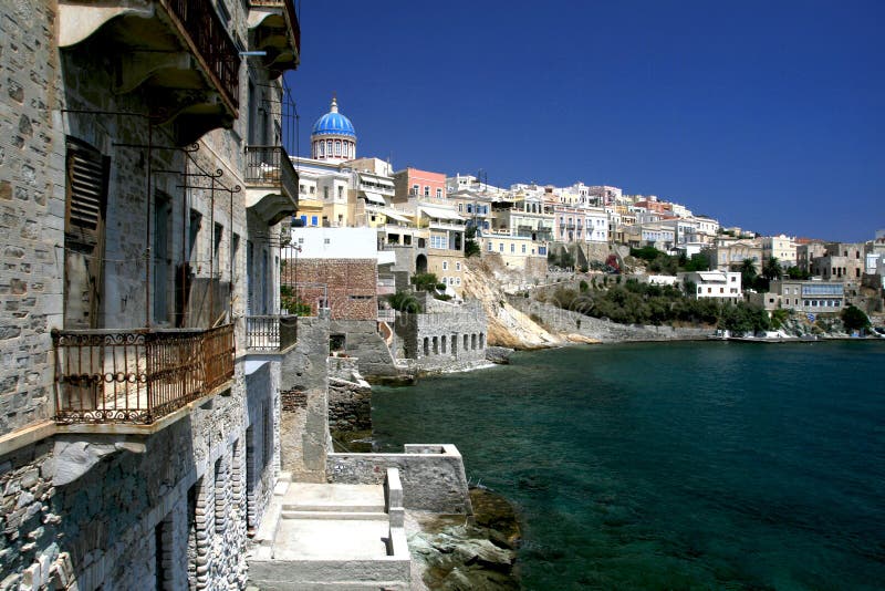 Syros Insel, Griechenland, Strand Stockfoto - Bild von regenschirm ...