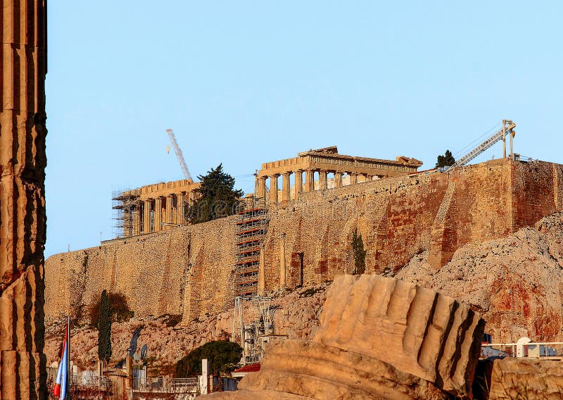 Griechische Akropolis stockbild. Bild von athen, wand - 49449419