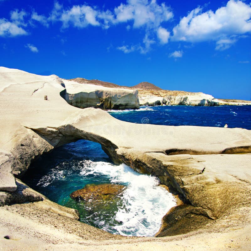 Sarakiniko Strand, Milos Insel, Cycladen, Griechenland Stockfoto - Bild ...