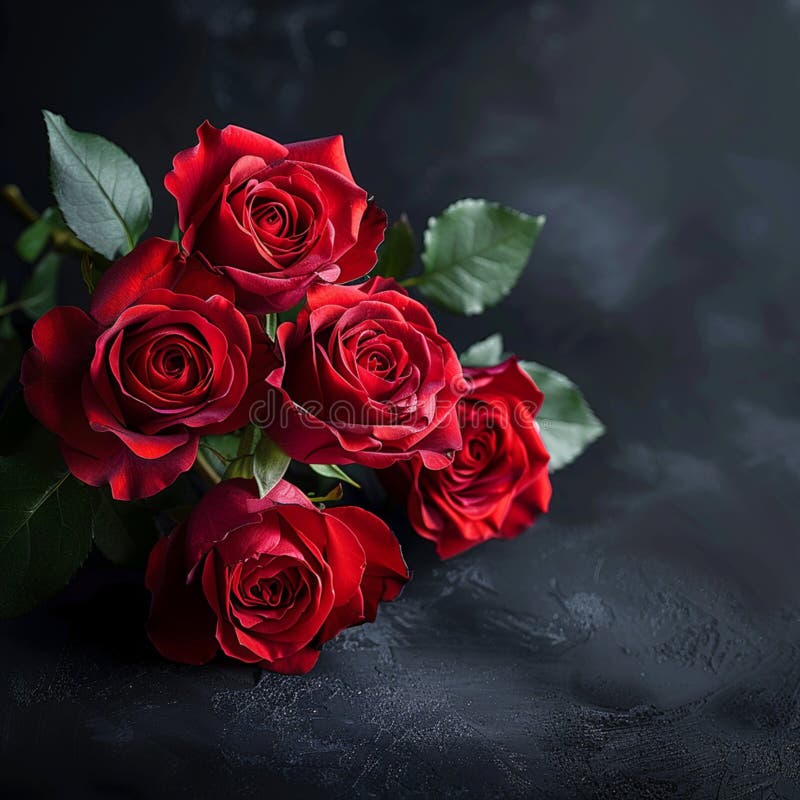 Grief Expression Funeral Red Roses on Dark Backdrop, Providing Copy ...