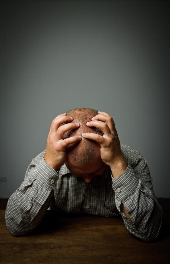 Grief. Man in thoughts. stock photo. Image of depression - 33406498