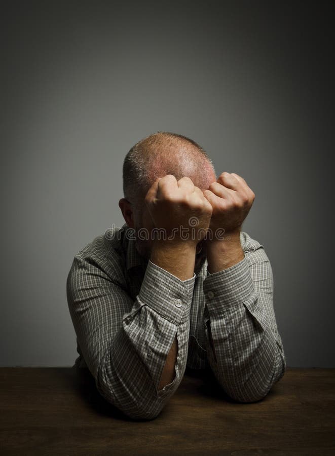 Grief. Man in thoughts. stock image. Image of headache - 44655787